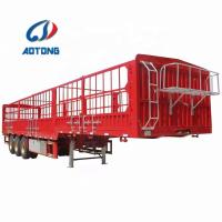 China 60 Ton 3 Axle Open Cargo Flatbed Stake Fence Trailer with 13mm Thickness Leaf Springs for sale