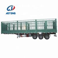 China 60 Ton 3 Axle Open Cargo Flatbed Stake Fence Trailer with 13mm Thickness Leaf Springs for sale