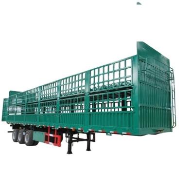 China Steel 3 Axle Stake Animal Livestock Transport Cargo Fence Truck Trailers 60-80 Tons for sale