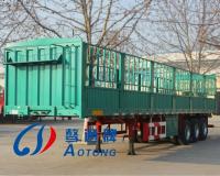 China 3 Axle 60 Ton Truck Open Cargo Flatbed Stake Fence Semi Trailer with JOST 2