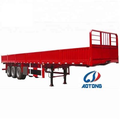 China Dual Line Braking System 40ft Flatbed Trailer for Bulk Cargo Delivery Steel Material for sale