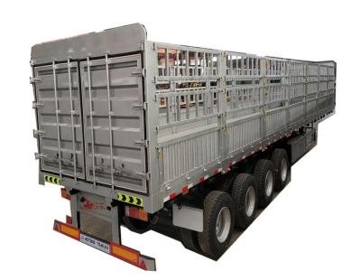 China High Loading Capacity Dry Bulk Cargo Fence Semi Trailers with 4 Axles and Lift Axle for sale