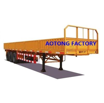 China 3 * 13ton Capacity Side Wall Flatbed Truck Semi Trailer 40T 3 Axles Cargo Transporting for sale