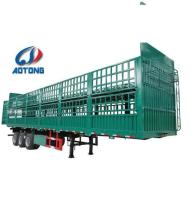 China 10pcs Leaf Spring 3-Axle Aotong Livestock Transport Semi Trailer for Cattle and Horses for sale