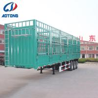 China 10pcs Leaf Spring 3-Axle Aotong Livestock Transport Semi Trailer for Cattle and Horses for sale