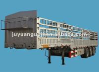 China 10pcs Leaf Spring 3-Axle Aotong Livestock Transport Semi Trailer for Cattle and Horses for sale