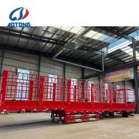 China Tri Axles Livestock Fence Cargo Semi Trailer Truck with 28 Ton Two Speed Landing Gear for sale