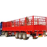 China Aotong 3 Axles Livestock Store House Bar Fence Cargo Semi Trailers with 13TON Axle for sale