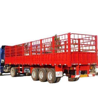 China Aotong 3 Axles Livestock Store House Bar Fence Cargo Semi Trailers with 13TON Axle for sale