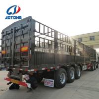 China Aotong 3 Axles Livestock Store House Bar Fence Cargo Semi Trailers with 13TON Axle for sale