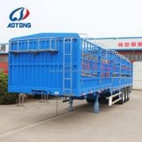 China Aotong 3 Axles Livestock Store House Bar Fence Cargo Semi Trailers with 13TON Axle for sale
