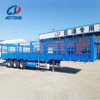 China Aotong 3 Axles Livestock Store House Bar Fence Cargo Semi Trailers with 13TON Axle for sale