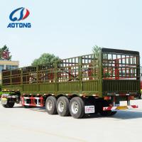 China Aotong 3 Axles Livestock Store House Bar Fence Cargo Semi Trailers with 13TON Axle for sale