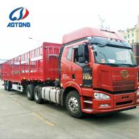 China Aotong 3 Axles Livestock Store House Bar Fence Cargo Semi Trailers with 13TON Axle for sale