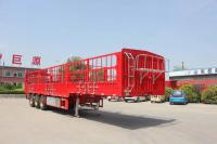 China 3 Axle Stake Type Truck For Cattle Sheep Pig Transport Cargo Dual Line Braking System for sale