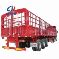 China 3 Axle Stake Type Truck For Cattle Sheep Pig Transport Cargo Dual Line Braking System for sale