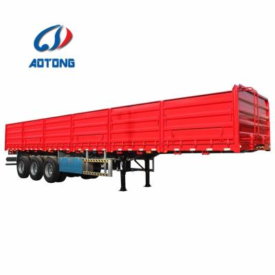 China 3 Axles Side Board Semi Trailer Truck for Dry Cargo or Sands Transportation for sale