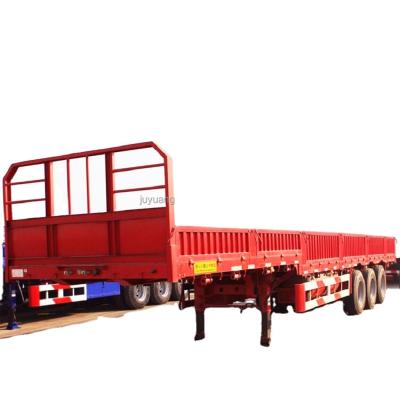 China Semi-Trailer Aotong Tri Axle 13m General Stepped Cargo Trailer with Flat Bed Side Walls for sale