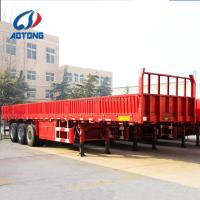 China Semi-Trailer Aotong Tri Axle 13m General Stepped Cargo Trailer with Flat Bed Side Walls for sale