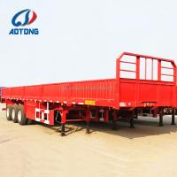 China Semi-Trailer Aotong Tri Axle 13m General Stepped Cargo Trailer with Flat Bed Side Walls for sale