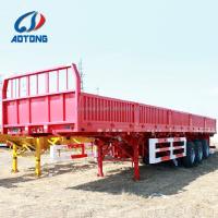 China Semi-Trailer Aotong Tri Axle 13m General Stepped Cargo Trailer with Flat Bed Side Walls for sale