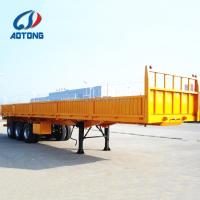 China Semi-Trailer Aotong Tri Axle 13m General Stepped Cargo Trailer with Flat Bed Side Walls for sale
