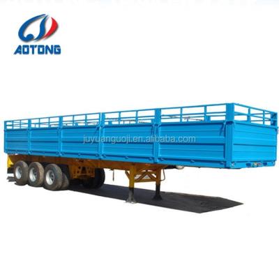 China Tri-angle 50tons drop side wall bulk cargo transporting sidewall semi trailer truck for sale