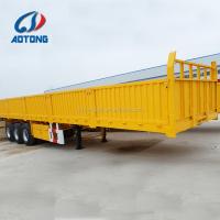 China Tri-angle 50tons drop side wall bulk cargo transporting sidewall semi trailer truck for sale