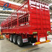 China Aotong 3 Axle Fence Cargo Trailer with Automatic Lifting and Livestock Store House for sale