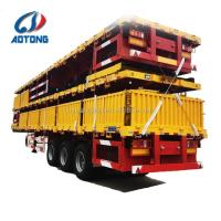 China Tri-angle 50tons drop side wall bulk cargo transporting sidewall semi trailer truck for sale