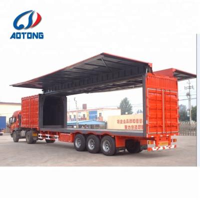 China 40-50 Tons Tri Axle Hydraulic Wing Opening Box Van Semi Truck Trailer for Bulk Goods for sale