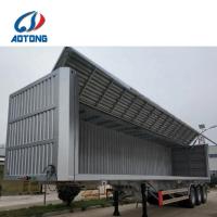 China Aotong Box Cargo Truck Wing Van Semi Trailer with Open Wing and 2
