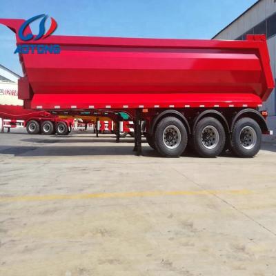 China Steel 32 Cbm 60 tons U shape truck body End dumper trailer truck for farm from Aotong for sale