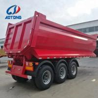 China Steel 32 Cbm 60 tons U shape truck body End dumper trailer truck for farm from Aotong for sale