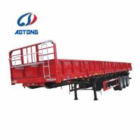 China 3 Axle 50 Tons Side Drop Flatbed Semi Trailer Bulk Cargo Truck Steel for Long-Lasting for sale