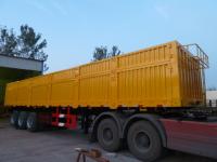 China 3 Axle 50 Tons Side Drop Flatbed Semi Trailer Bulk Cargo Truck Steel for Long-Lasting for sale