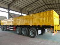 China 3 Axle 50 Tons Side Drop Flatbed Semi Trailer Bulk Cargo Truck Steel for Long-Lasting for sale