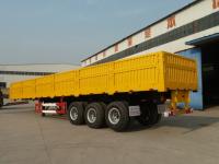 China 3 Axle 50 Tons Side Drop Flatbed Semi Trailer Bulk Cargo Truck Steel for Long-Lasting for sale