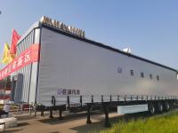 China Max Payload 25001-30000 kg Tri-axle Canvas Cover Enclosed Cargo Box Trailer for Russia for sale
