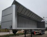 China 2/3 Axles Heavy Duty Truck Body Food Hydraulic Cylinder Drop Side Cargo Box Side Wing Open Van Semi Trailer for sale