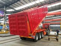 China Suspension Mechanical Suspension Juyuan Trailer 80Ton Side Dump Truck Semi Trailer for sale