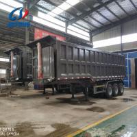 China 50 tons 3 axle self discharge tipping truck trailers with and HAVY hydraulic cylinder for sale