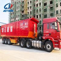 China 50 tons 3 axle self discharge tipping truck trailers with and HAVY hydraulic cylinder for sale