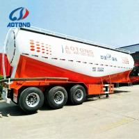 China 3-Axle Bulk Cement Tanker Semi Truck Trailer with 4'' Rubber Hose Discharge Pipe for sale