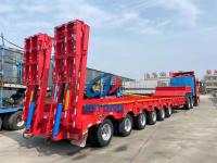 China 3 Axles Gooseneck Lowboy Tractor Trailer 60000KG Payload for sale