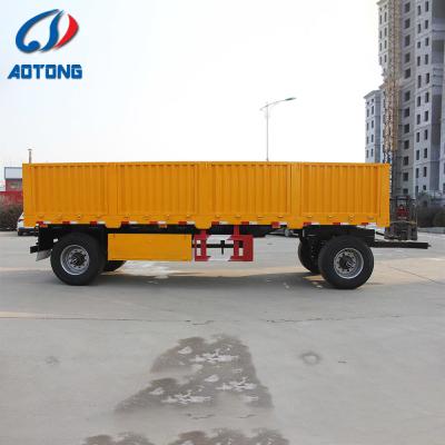 China Customizable Drawbar Dolly Hydraulic Truck Flatbed Light Side Wall Farm Cargo Agricultural Dropside Semi Tractor Full Trailer for sale