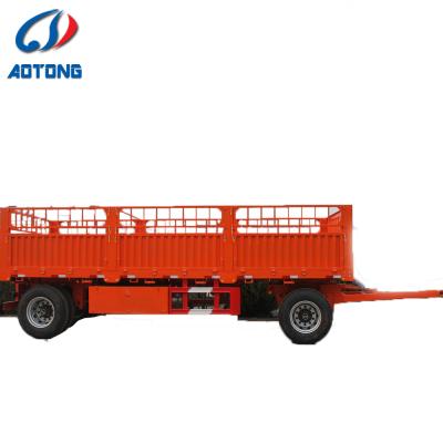 China Durable 3 Axle 12 Wheels Drawbar Full Trailer With Side Wall for sale