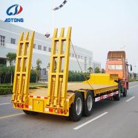 China Malaysia Transporting 40Ft 60 100 Tons Ton Lowboy Gooseneck Lowbed Low Bed Semi Trailerator With Front Ramp Loader for sale