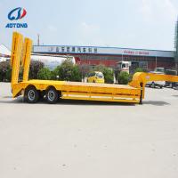 China Malaysia Transporting 40Ft 60 100 Tons Ton Lowboy Gooseneck Lowbed Low Bed Semi Trailerator With Front Ramp Loader for sale