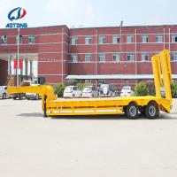 China Malaysia Transporting 40Ft 60 100 Tons Ton Lowboy Gooseneck Lowbed Low Bed Semi Trailerator With Front Ramp Loader for sale
